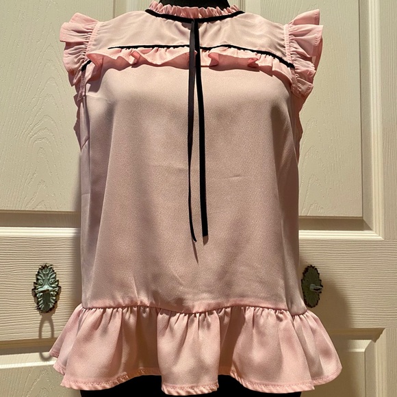 iris | Tops | Pastel Pink Ruffle Blouse | Poshmark